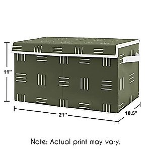 Sweet Jojo Designs Hunter Green Boy Girl Small Fabric Toy Bin Storage Box Chest Baby Nursery Kids Room White Bohemian Woodland Tribal Southwest Mud Cloth Hatch Triple Line for Safari Jungle Animal
