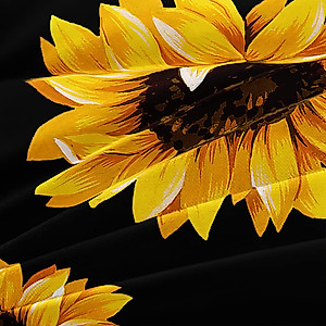 Holiyjog Sunflower Duvet Cover Set Queen Size Sunflowers on Black Background Bedding Set Comforter Cover and Pillow Shams Yellow Sunflowers Bedding Set Sunflower Decor for Bedroom