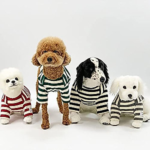 U&Pet Dog All Day Striped T-Shirts Cotton Clothes,Pet Stretchy Soft Basic Clothes for Small Medium Large Dogs (L, Grey)