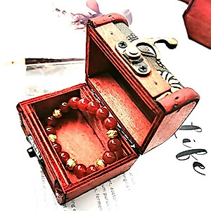 Markeny 4 Styles Pattern Wooden Rings Case Box Little Treasure Chest Vintage Handmade Box with Mini Metal Lock for Storing Jewelry Treasure Pearl