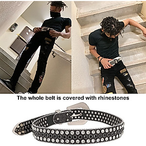 Studded Rhinestone Belts Men Women Fashionable Sparkly Diamond Belt Shiny Crystals Inlaid Design Leather Diamond Belt, Shiny Belts Rhinestone Black Gold Silver Belt for Wedding Party Gifts