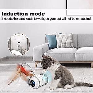 Nueplay Interactive Cat Toys for Indoor Cats, Automatic Cat Toys with LED Light,Smart Electric Cat Toys with 2 Feathers, Pet Exercise Toys, Robotic Cat Toys with 2 Modes USB Charging, Moving Cat Toys