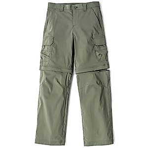 CQR Kids Youth Hiking Cargo Pants, UPF 50+ Quick Dry Convertible Zip Off Pants, Outdoor Camping Pants, Boy Convertible Olive, X-Small