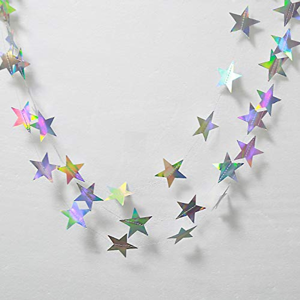 Iridescent Twinkle Little Star Moon Garlands Holographic Euphoria Party Decorations Hanging Stars Streamer Backdrop Crescent Garlands EID Ramadan Bachelorette Wedding Birthday Party Supplies