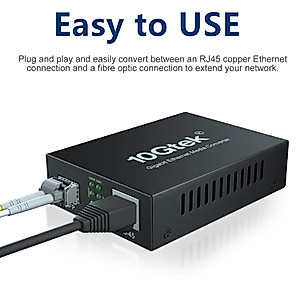 Gigabit Ethernet Media Converter, Multi-Mode Dual LC Fiber to Ethernet Converter with a 1000Base-SX Module, 1.25G Fiber to RJ45, 10/100/1000Base-Tx to 1000Base-SX, 850nm, MMF, up to 550m (1804ft)
