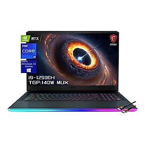 MSI GE76 Raider 2023 17.3" 144 Hz FHD Gaming Laptop Intel 14Cores i9-12900H 64GB DDR5 4TB NVMe SSD NVIDIA GeForce RTX3060 6GB HDMI RJ45 Thunberbolt4 Backlit DTS RGB Windows 11 w/HDMI