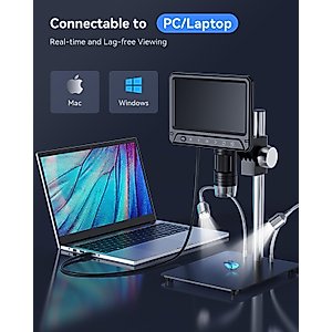 7" LCD Digital Microscope, Coin Microscope with 12MP Camera 10-1200X, 1080P Video/Photo, SKYEAR USB Microscope for Windows/MacOS, 2 Fill Lights, Wireless Remote, Microscope for Adults