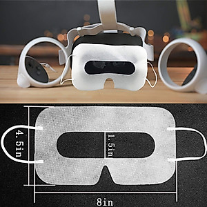 Geekria 100Pcs VR Mask Disposable Face Cover, Disposable Protector for Oculus Quest VR, Prevent Eyes (White)