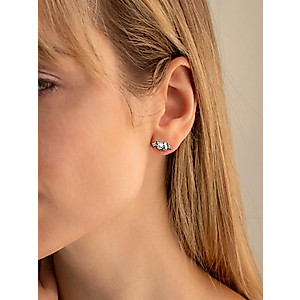 925 Silver Cute Cat Earrings Stud Solid Sterling Jewelry " Kiss me Hug Me" 3D Kitten Ear Jacket Earring for Women Teen Girls