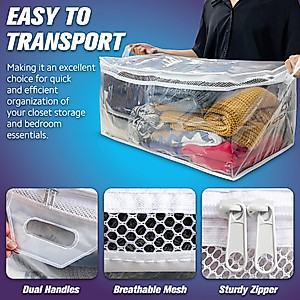 HIBAG 20 Gallon Large Storage Bag for Clothes, Zipper Clothing Storage Bag, Clear Organizer with Reinforced Handles, for Comforters Blankets Pillows Bedding (2 Pack)