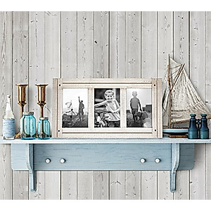 Americanflat 4x6 Triple Picture Frame in Aspen White - Distressed Wood Decorative Family Picture Frame with Polished Glass, Includes Hanging Hardware for Wall, and Easel for Tabletop Display