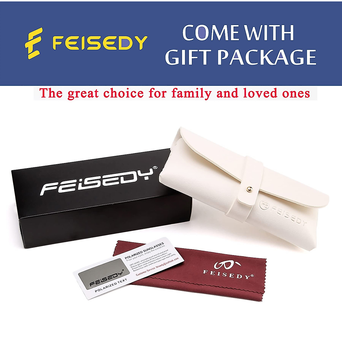 FEISEDY Polarized Women Square Sunglasses Sparkling Composite Shiny Frame B2289