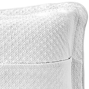 HISTORIC CHARLESTON King Charles Classic European Matelasse Cotton Decorative Pillow Case, Euro Sham (26" x 26"), White