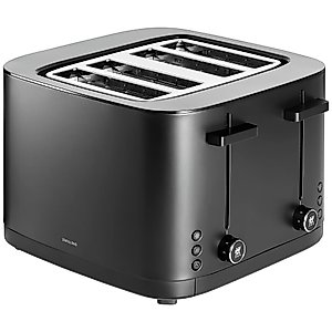 ZWILLING Enfinigy 4 Slice Toaster with Extra Wide 1.5" Slots for Bagels, 7 Toast Settings, Even Toasting, Reheat, Cancel, Defrost, Black