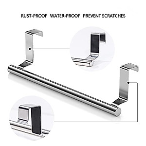 Kitchen Towel Holder - Strong Steel Kitchen Over Cabinet Towel Bar Holder - Holds Hand or Dish Towels - 2 Pack