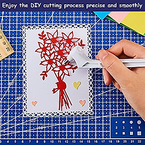 360 Rotating Craft Cutting Tools Set,3 Pieces Specialty Cutting Tools with 9 Pieces 360-Degree Rotating Carbon Steel Replacement Blade and Cutting Mat for DIY Craft (Orange, Blue, White)