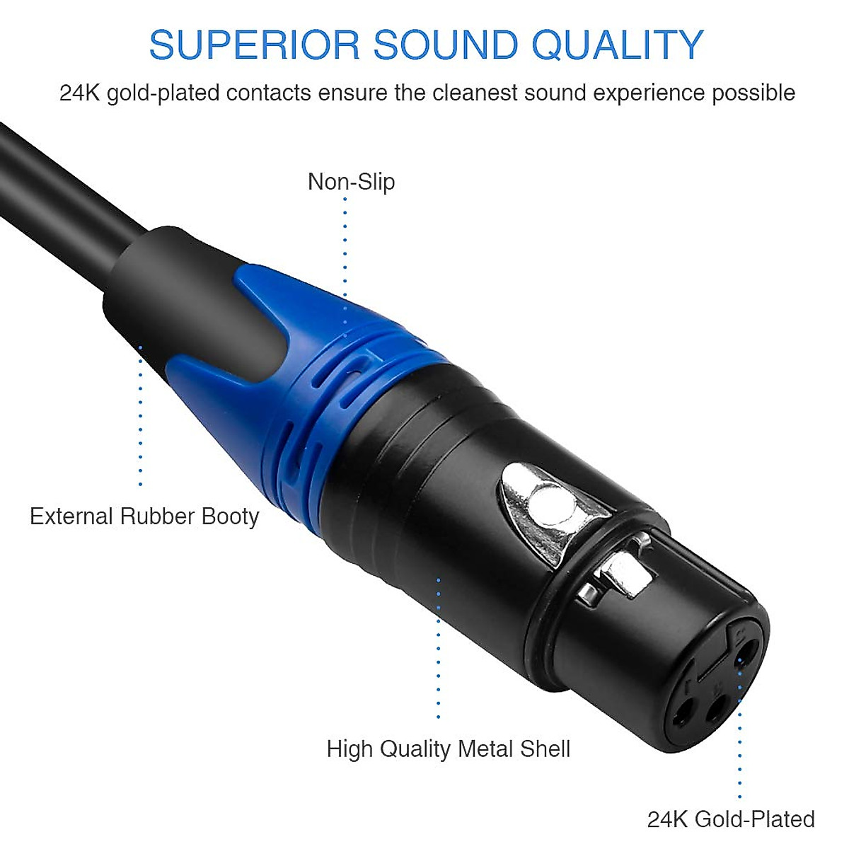 Disino Dual Female XLR to 3.5mm Y-Splitter Cable, Unbalanced XLR Female to 1/8 Inch Mini Jack TRS Stereo Aux Interconnect Audio Mic Breakout Patch Cord - 3.3 Feet/1 Meter