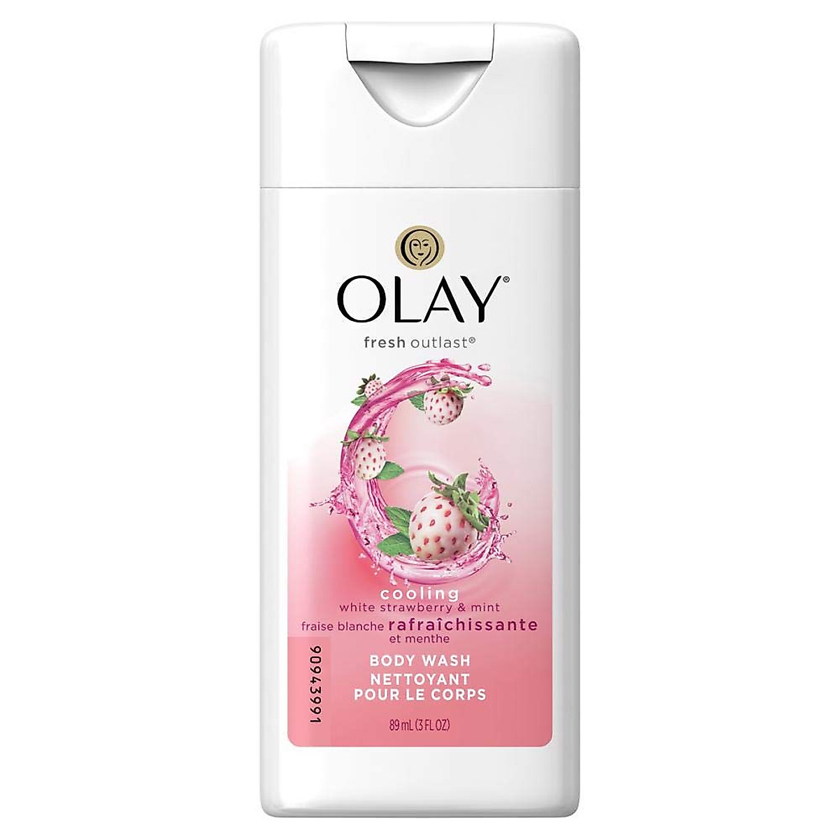 Olay Fresh Outlast Cooling White Strawberry & Mint Body Wash, Hydrating, 3 Fl Oz (89 Ml); Travel Size