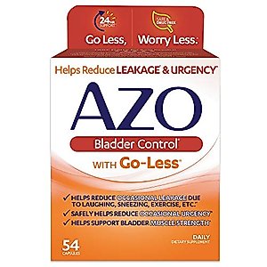 AZO Bladder Control with Go-Less Daily Supplement | Helps Reduce Occasional Urgency& leakage due to laughing, sneezing and exercise | 54 Count Capsules