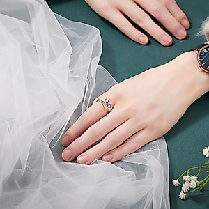 ORFAN Personalized Promise Rings for Her Custom Couples Name Ring for Women Mother Rings with 2 Simulated Birthstones Customized Christmas Gift for Her (Rose gold)