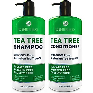 Tea Tree Oil Shampoo and Conditioner Set - Anti Dandruff Treatment for Itchy, Dry Scalps - Ideal for Women and Men with Oily Hair and Scalp Buildup - Sulfate and Paraben Free