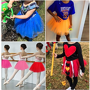 Kids Tutu Skirts 3 Layered Tulle, Fit Most 4-11 yrs Little & Big Girls for Dance Party Costume (#01 Black, 2)