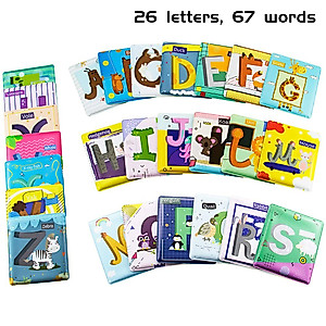 26 PCS Baby Soft Alphabet Cards Toys,Baby Bath Toy ABC Alphabet Baby Flash Cards Early Learning Educational Toy,Washable Waterproof Letter Toys for Toddler Kid Boy Girl 0 1 2 3 4Y