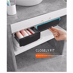 ELJIF Under Desk Drawer, Office Organizer, Storage Cabinet, Self-adhesive Organizer Box, Slide-out Cabinet, Desk Caddy Single Medium (White)