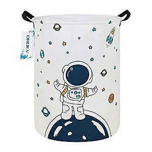 ONOEV Round Fabric Storage Bin,Decorative Basket,Organizer Basket with Handles,for Clothes Storage,books and sundries (Star astronaut), 19.7inch(H) x 15.7inch(D)