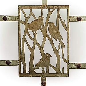 Alpine Corporation 45" x 22" Outdoor 2 Person Metal Garden Bench with Bird Design, White