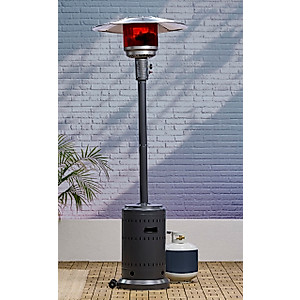 Amazon Basics 46,000 BTU Outdoor Propane Patio Heater with Wheels, Commercial & Residential - Slate Gray