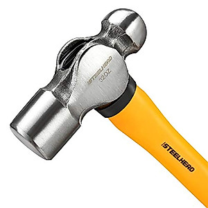 STEELHEAD 5-Piece Fiberglass Handle Hammer & Mallet Set, 16oz Ball-Peen Hammer, 32oz Ball-Pein Hammer, 32oz Rubber Mallet, 3lb Sledge Hammer, 3lb Cross-Pain Hammer, Metal Working, USA-Based Support