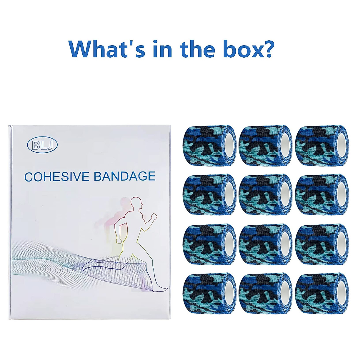 12-Pack Self Adhesive Cohesive Wrap Bandages, Tape Self Adherent, Strong Elastic Sports Tape, 2 inches x 5 Yards