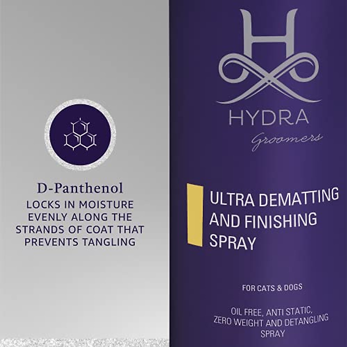 Hydra Professional Ultra Dematting and Finishing Spray for Dogs and Cats, Suitable for Pets with Long Hair