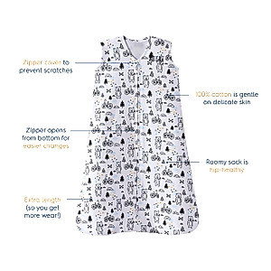 HALO SleepSack, 100% Cotton Wearable Blanket, Swaddle Transition Sleeping Bag, TOG 0.5, Huggy Bears, Large, 12-18 Months