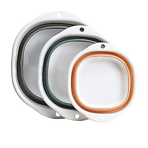 3-Pack Collapsible Wash Basin, Portable Baby Bottle Washing Basin, Suitable for Camping Travel Facial Foot Washing, Baby Care/Outdoor Adventure/Home (Grey)