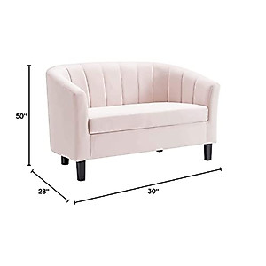 Modway Prospect Channel Tufted Performance Velvet Loveseat, Pink