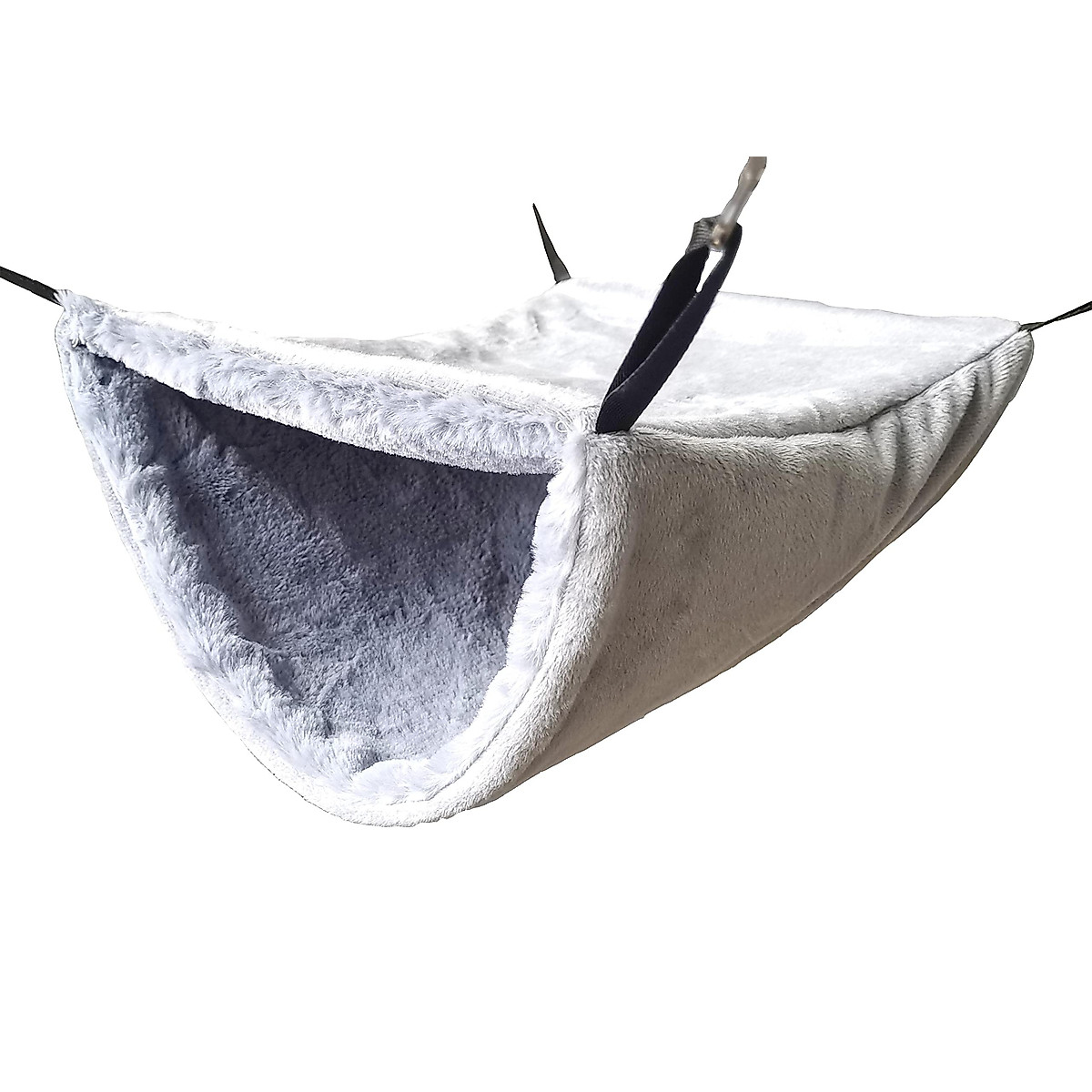 PAWSINSIDE Ferret Hammock Small Animals Soft Plush Double Bunkbed Cage Hanging Hammocks for Rat Guinea Pig Chinchilla Squirrel (Grey)