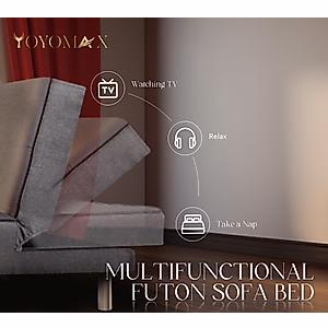 yoyomax Futon Sofa Bed Couch, Convertible Sofa Bed- Breathable Fabric Folding Sofa Bed Easy to Clean-Ideal for Bedroom, Living Room, Apartment and Office-Compact Design for Spacing Saving