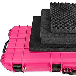 Eylar 38" Inch Protective Roller Rifle Hard Case with Foam, Waterproof & Crushproof, Two Rifles Or Multiple Guns, Pressure Valve with Lockable Fittings Pink