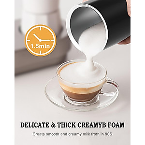 ZACME Milk Frother, 4 in 1 Electric Milk Steamer, Automatic Hot and Cold Foam Maker and Milk Warmer for Coffee, Latte, Cappuccino, Macchiato, Hot Chocolate Black