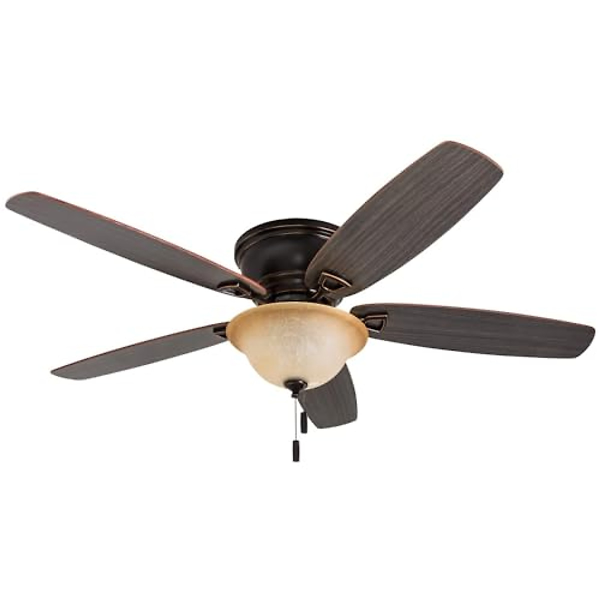 Honeywell Ceiling Fans Glen Alden, 52 Inch Classic Flush Mount Indoor LED Ceiling Fan with Light, Pull Chain, Quick-2-Hang Dual Finish Blades, Reversible Motor - 50517-01 (Oil Rubbed Bronze)
