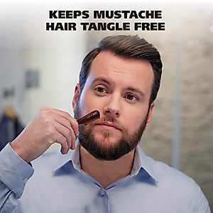 Wahl Small Mustache Comb for Men's Grooming - Handcrafted & Hand Cut with Cellulose Acetate - Smooth, Rounded Tapered Teeth - Model 3323 Brown