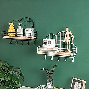 STOBOK Hanging Storage Shelves Cloud Shape Wall Hanging Storage Rack, Metal Wall Mount Organiser Floating Shelves Wall Mount Organiser Cloud Shelves Display Rack for Home Decor White
