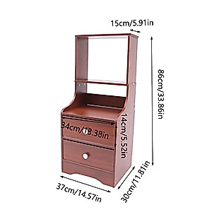 Eapmic 2 Drawers Dresser with Top Cabinet Storage, Nightstand End Bedside Table Storage Cabinet Chest of Drawers with Open Shelf, Wide Storage Space for Home Office,White (2 Drawers,Brown)