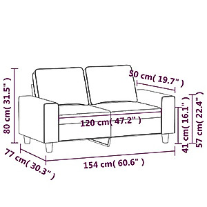 vidaXL 2-Seater Modern Sofa with Sturdy Metal Frame, Dark Gray Microfiber Upholstery, Comfortable Armrests and Back Pillows for Living Room Decor