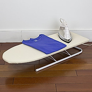 Sunbeam Home Basics Tabletop Convenient & Portable Ironing Board with Folding Legs and Iron Rest 12x32, Beige