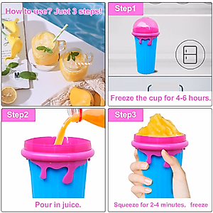 Slushy Cup, 500ml Magic Slushy Maker Cup TIK TOK Quick Frozen Magic Cup Double Layers Slushie Cup Portable Quick Frozen Smoothies Squeeze Cooling Cup