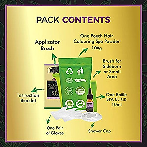 Indus Valley Natural Organic Hair Color with Spa for Hair Conditioning, Dye Up to 20% Grey Coverage, Ecocert, Vegan, USDA Organic, Certified –Soft Black (100g+10ml)