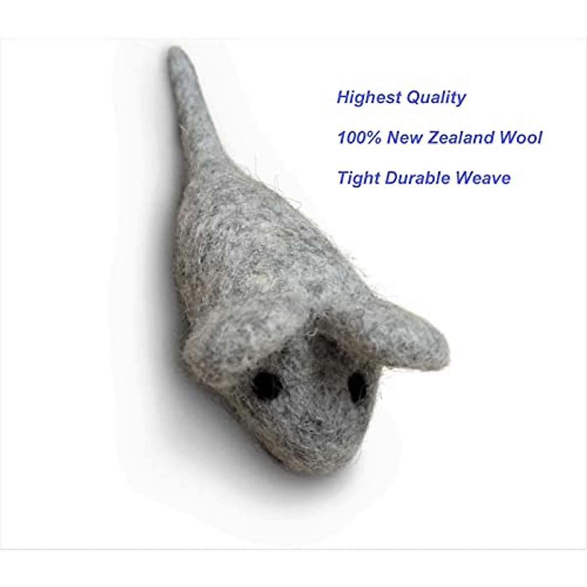 Earthtone Solutions Cat Mouse Toy - 3 Felted Wool Mouse Toys Without Catnip for Indoor Cats and Kittens - Large Handmade Mice